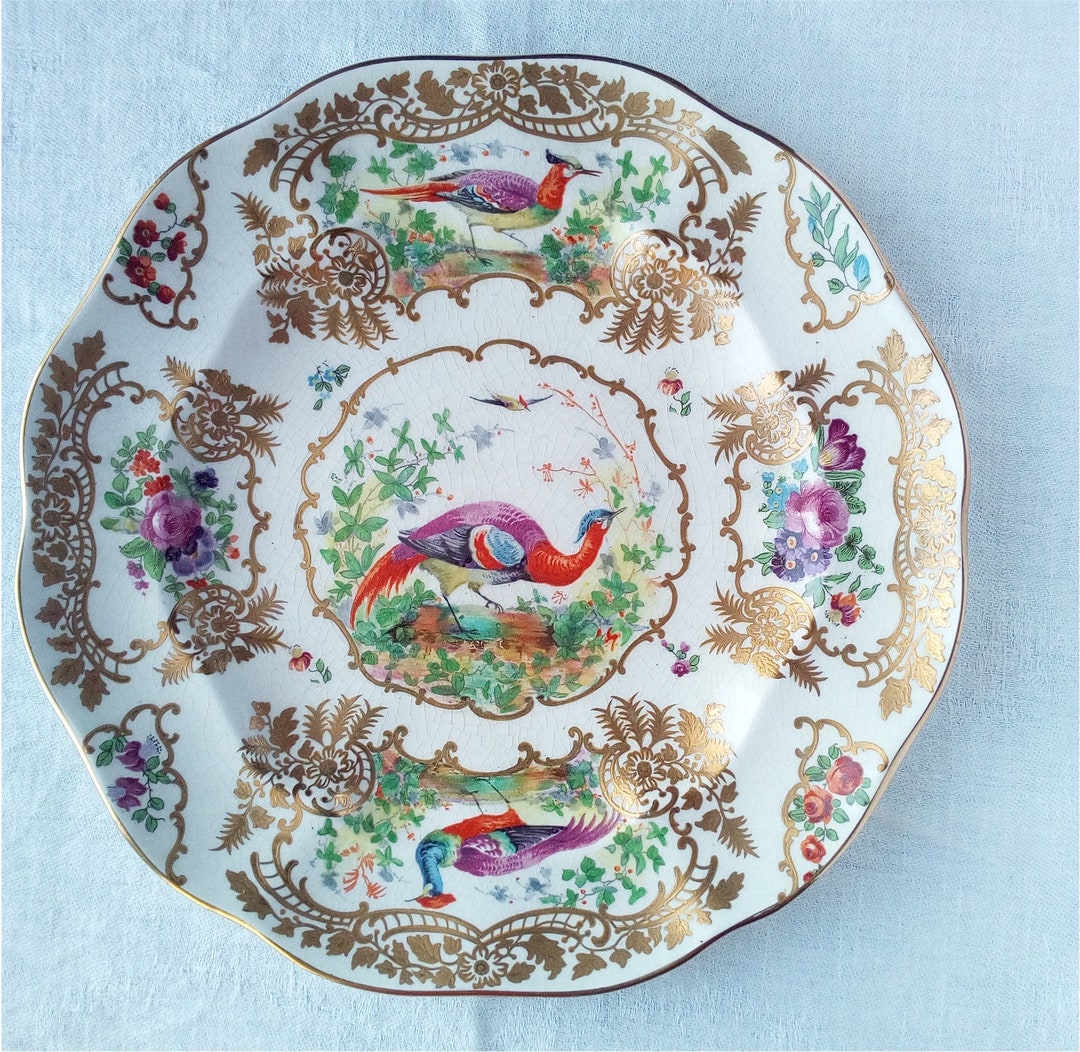 Absolutely Fabulous Multi-colour and Gold on White Luncheon Plate ...
