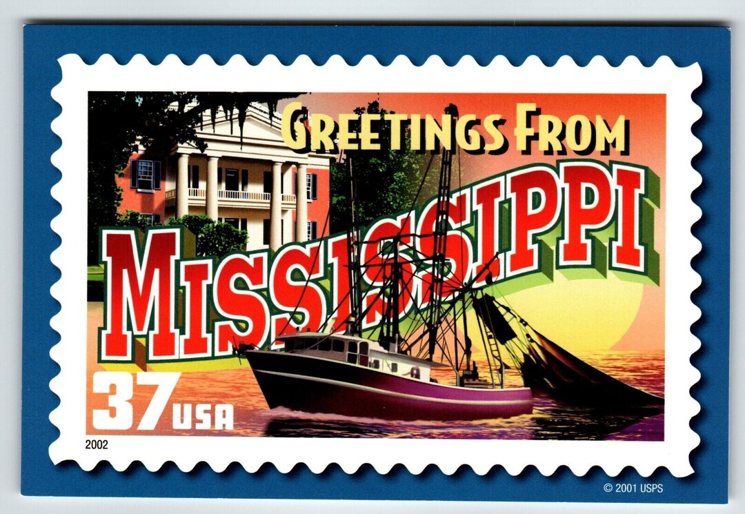 Greetings From Mississippi Large Letter Chrome Postcard USPS - Etsy