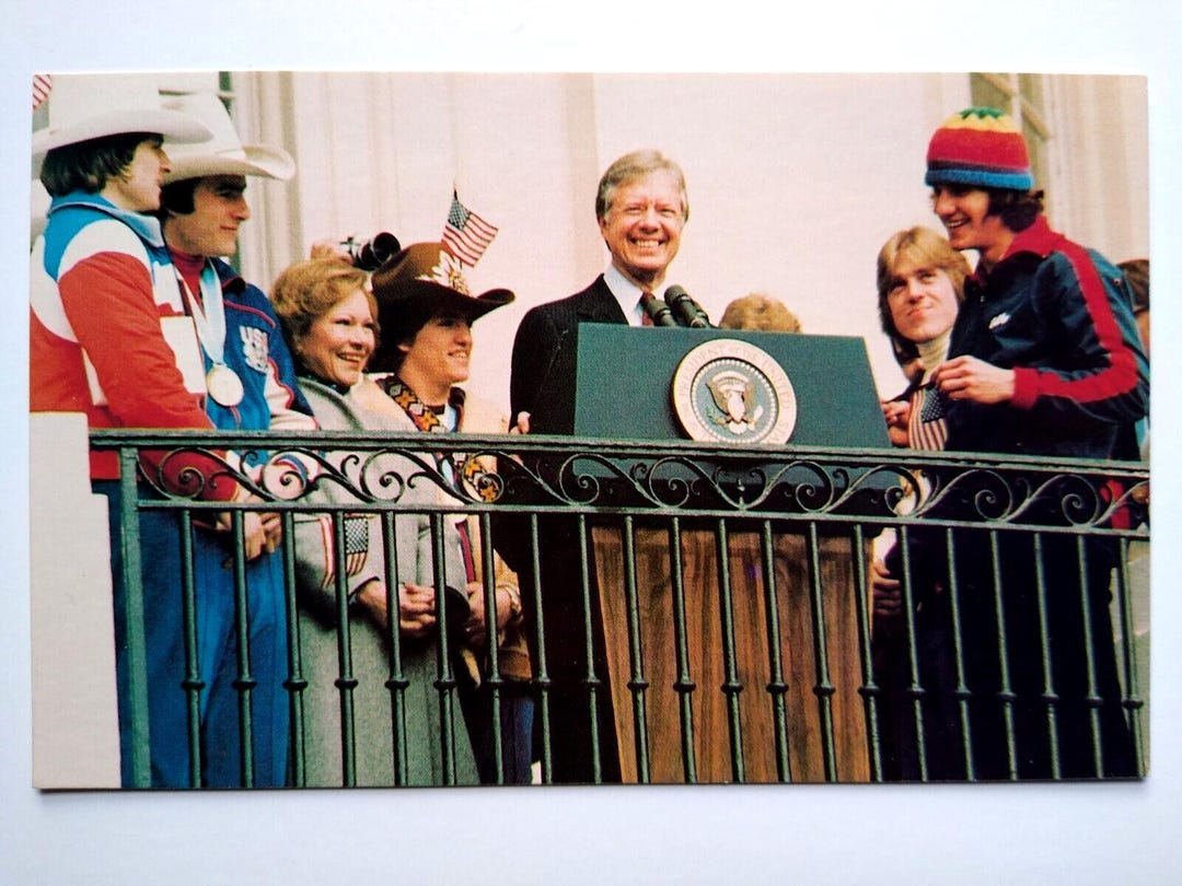 President Jimmy Carter Postcard With USA Olympic Hockey Sports Team ...