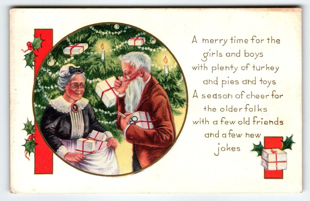 Christmas Postcard Whitney Man and Women Exchange Gifts by Lit ...