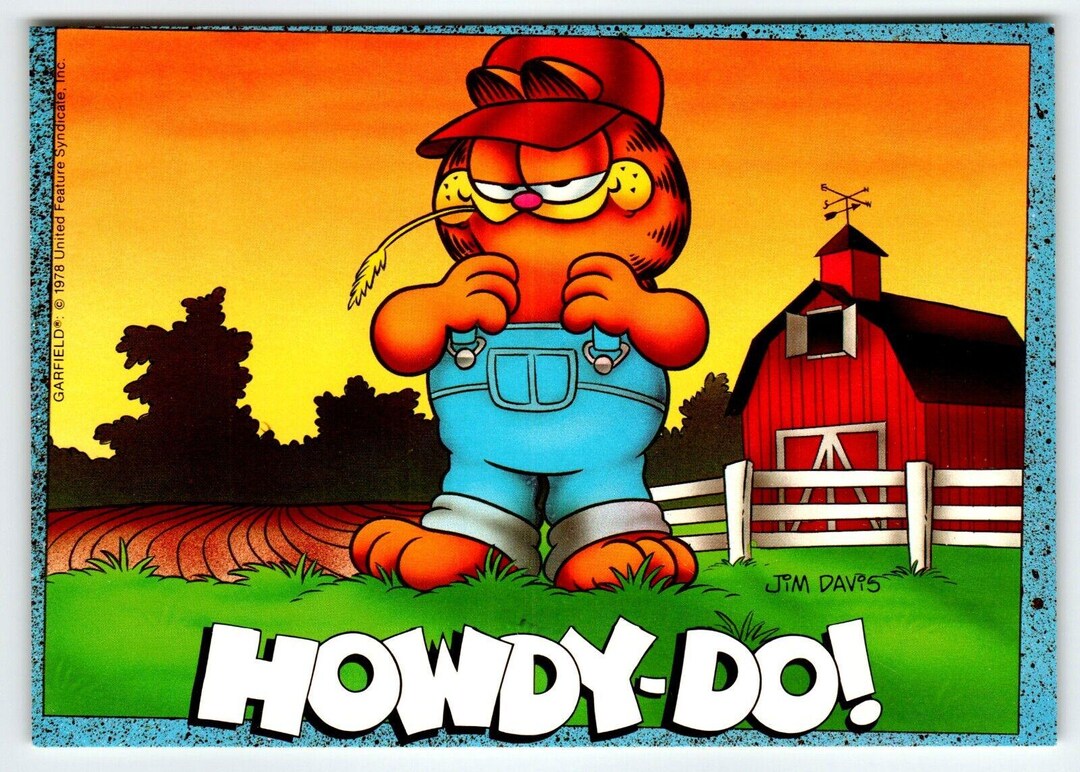 Garfield Cat Postcard Howdy Do Farmer Dressed Orange Kitten Barn Jim ...