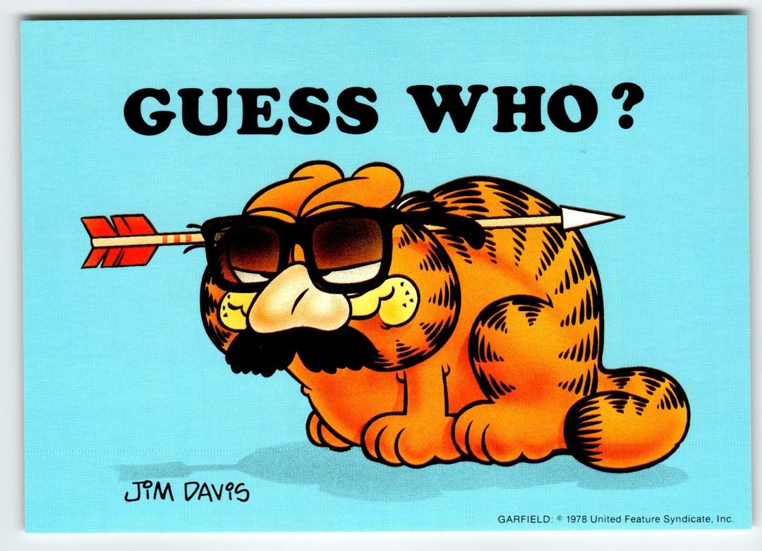 Garfield Cat Postcard Guess Who? Goofy Kitten Jim Davis 1978 Unused ...