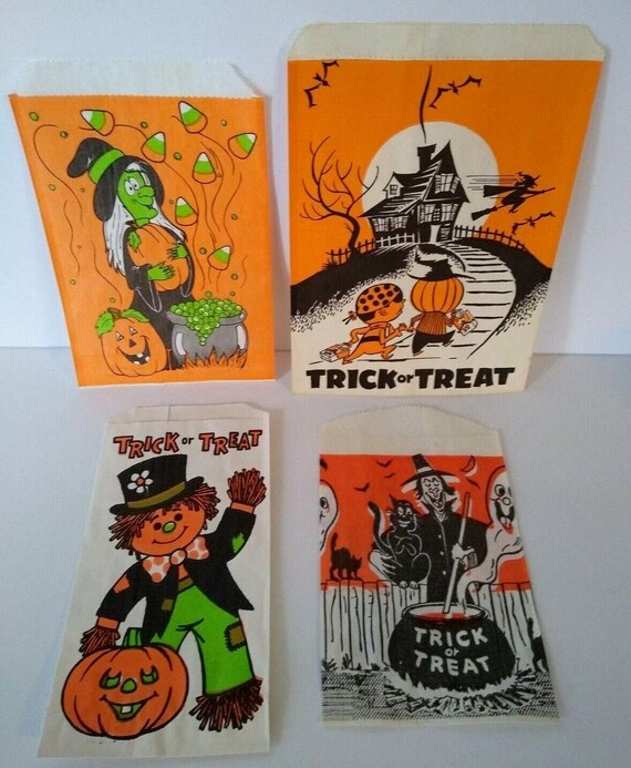 Halloween Candy Trick Or Treat Bags Scarecrow Green F… - Gem