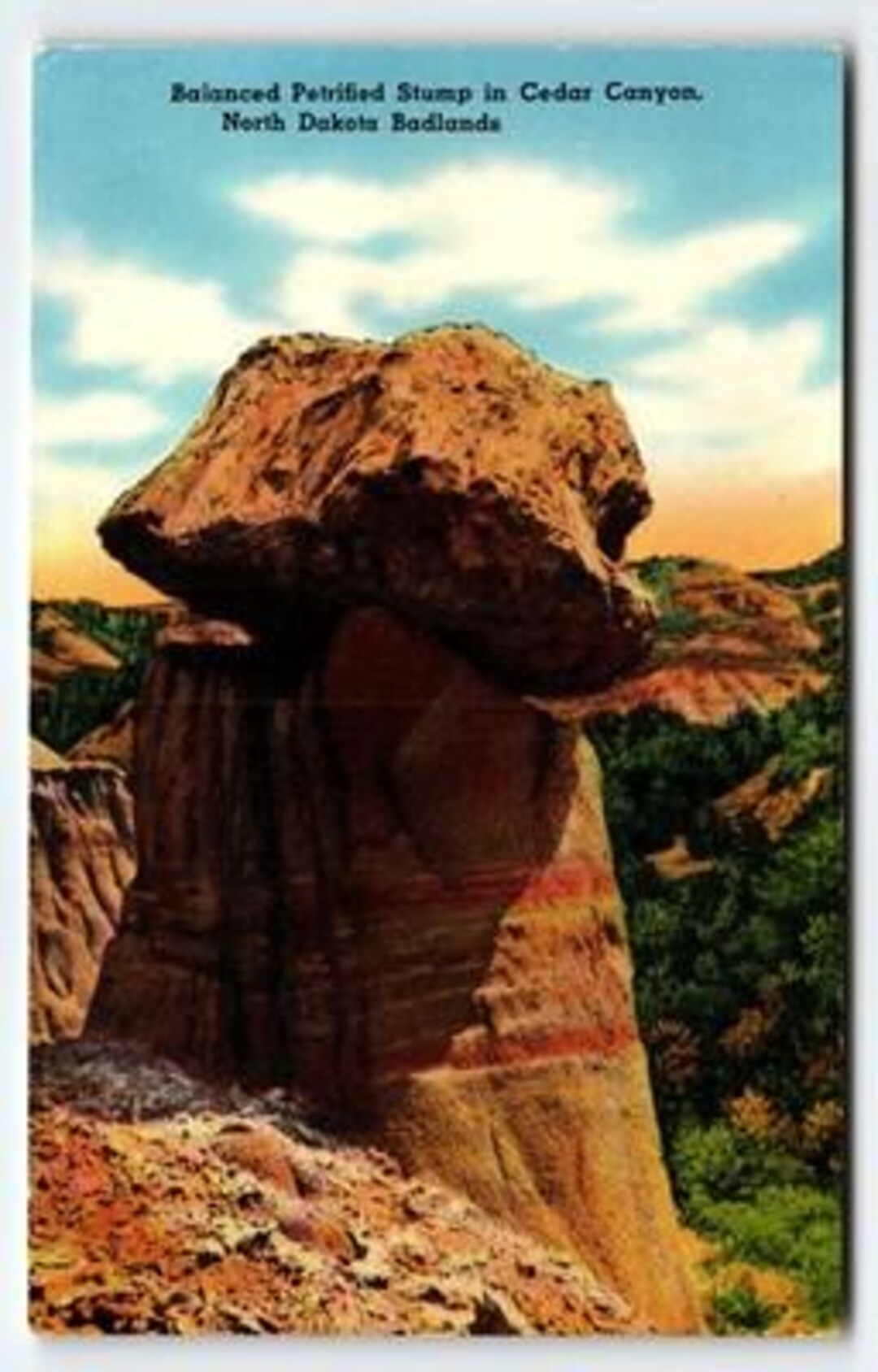 Balanced Petrified Stump Cedar Canyon North Dakota Badlands Postcard - Etsy