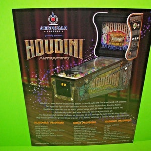 Houdini Master of Mystery Pinball FLYER Original NOS Game - Etsy