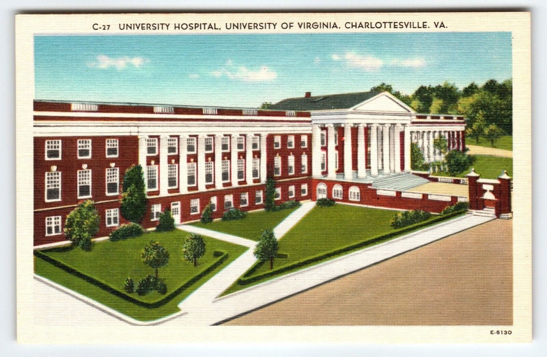 University Hospital Building Charlottesville Virginia Postcard Linen ...