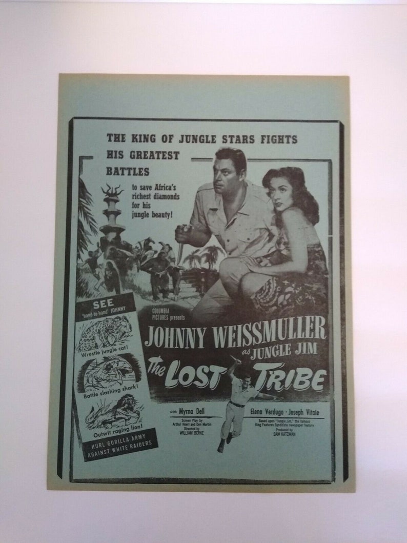 Jungle Jim the Lost Tribe Johnny Weissmuller Movie Poster 1951 | Etsy