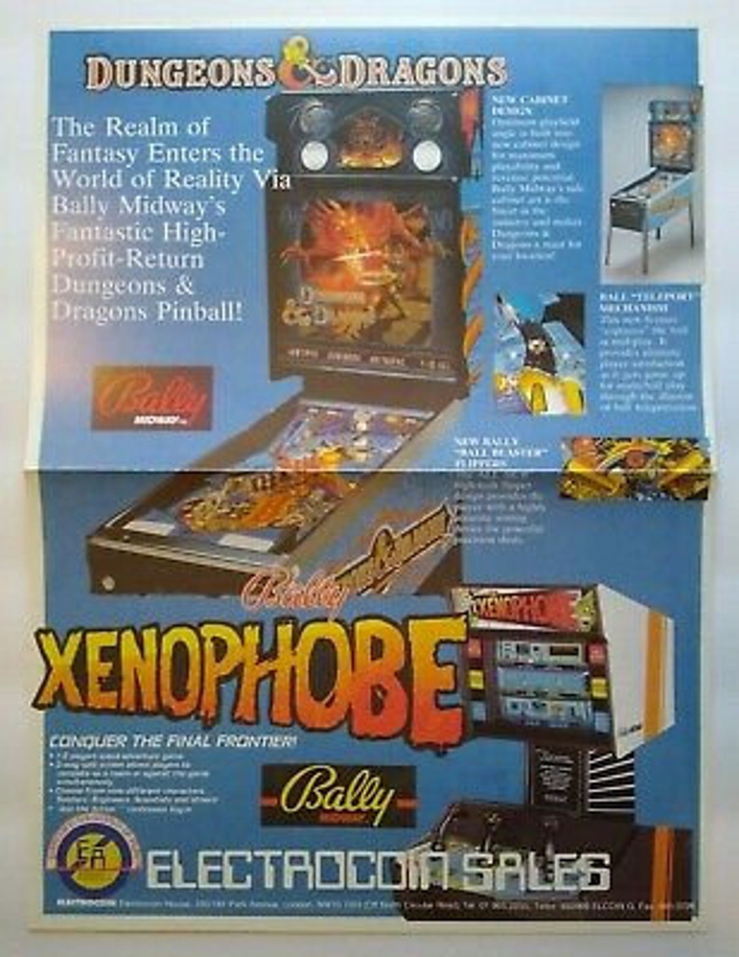 Dungeons & Dragons Pinball FLYER Xenophobe Arcade Electrocoin - Etsy