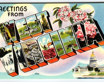 Greetings From Cayuga Lake State Park New York Large Big Letter Linen ...