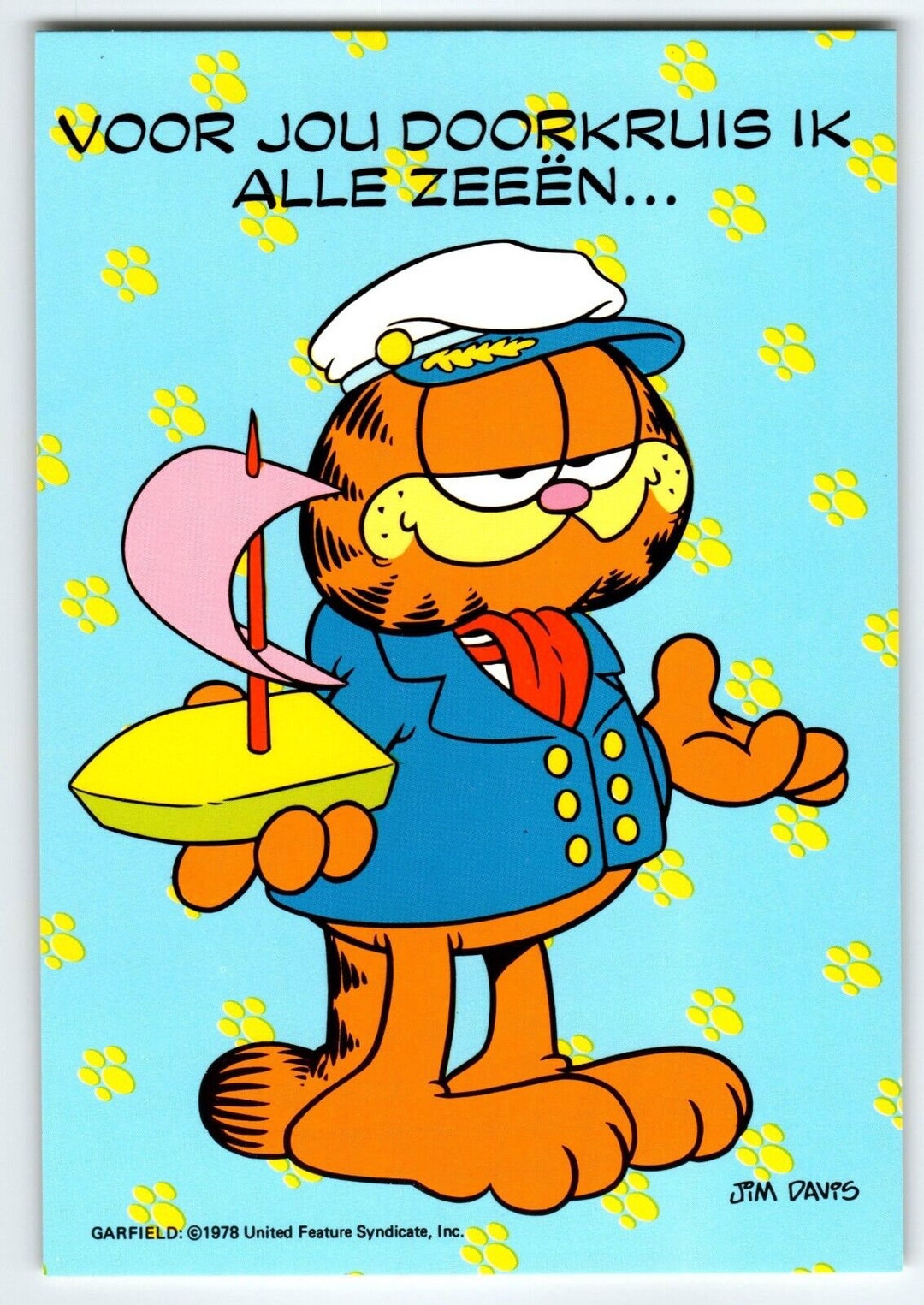 Garfield Dutch Postcard Orange Tabby Cat Dressed as Sailor Capt Jim ...
