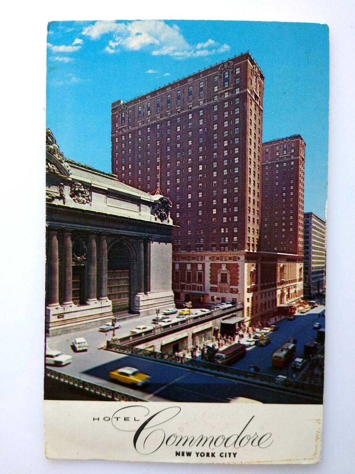 Hotel Commodore Postcard Building New York City Old Cars NYC 42nd ...