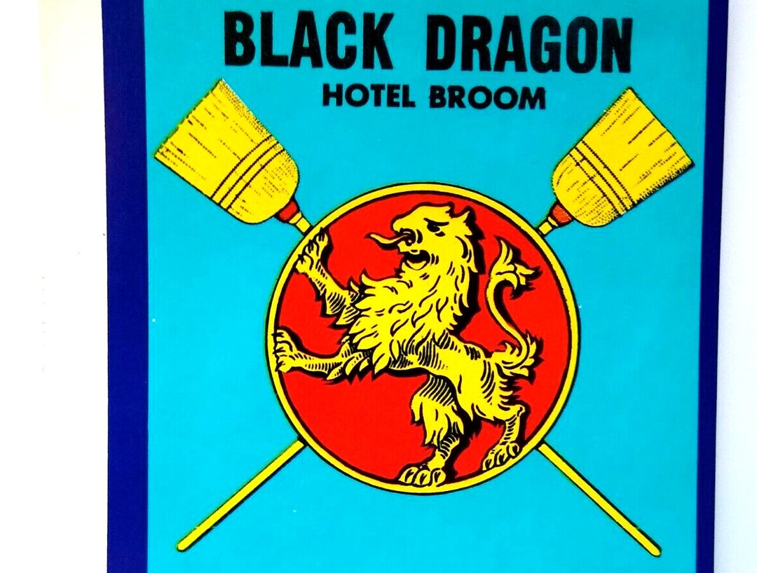 Black Dragon Hotel Broom Label Broomstick Original UNUSED Lithograph ...