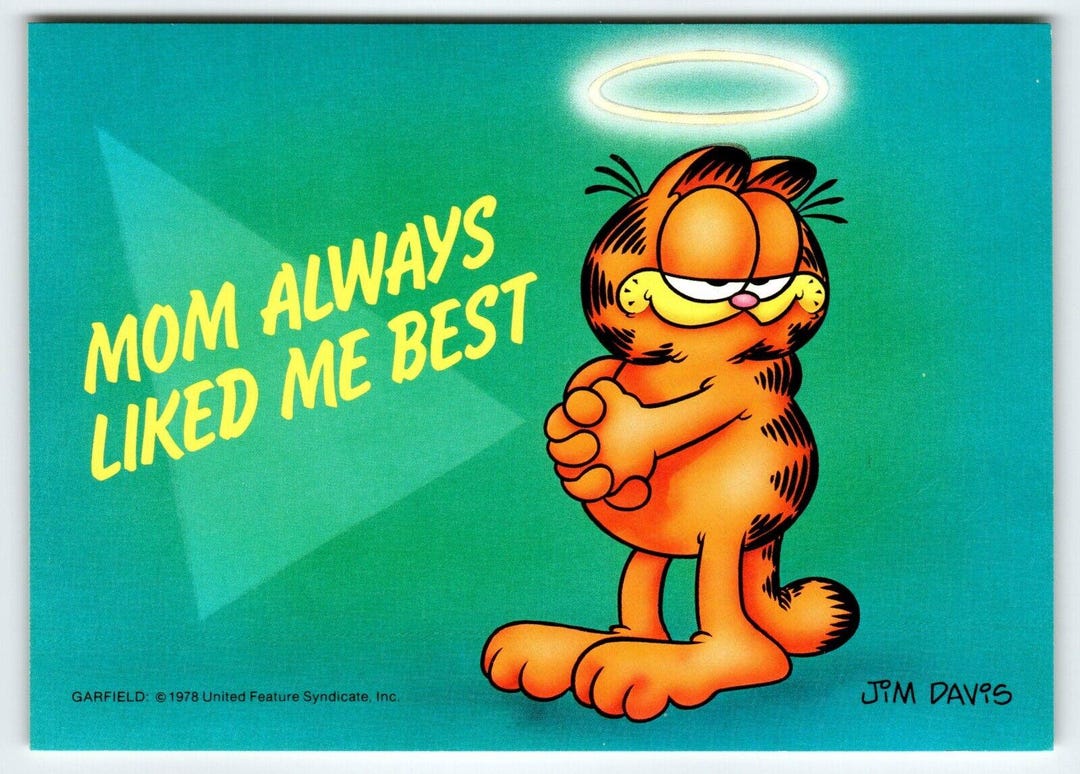 Garfield Mom Always Liked Me Best Postcard Jim Davis Comic Orange Tabby ...