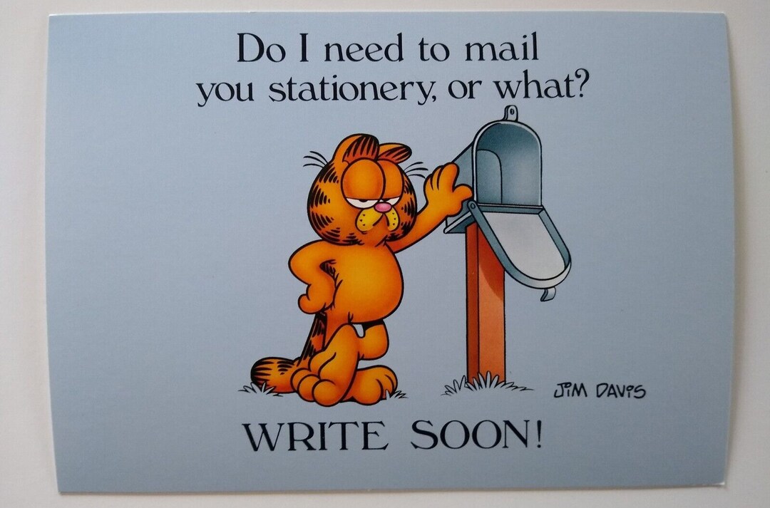 Garfield Cat Postcard Write Soon Mailbox Jim Davis Unused - Etsy