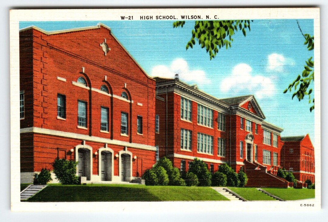 Hight School Building Wilson North Carolina Linen Postcard Unused NC ...