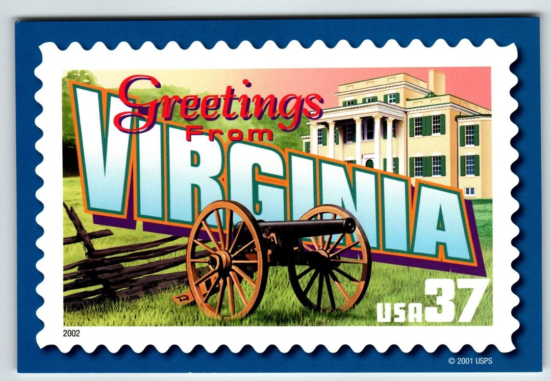 Greetings From Virginia Large Letter Chrome Postcard USPS 2001 Military ...