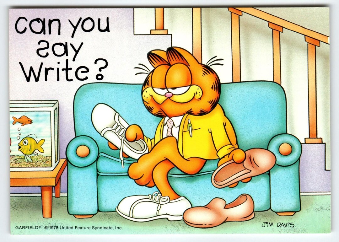 Vintage Garfield Postcard "can You Say Write?" Shoe Phone Funny Unused ...