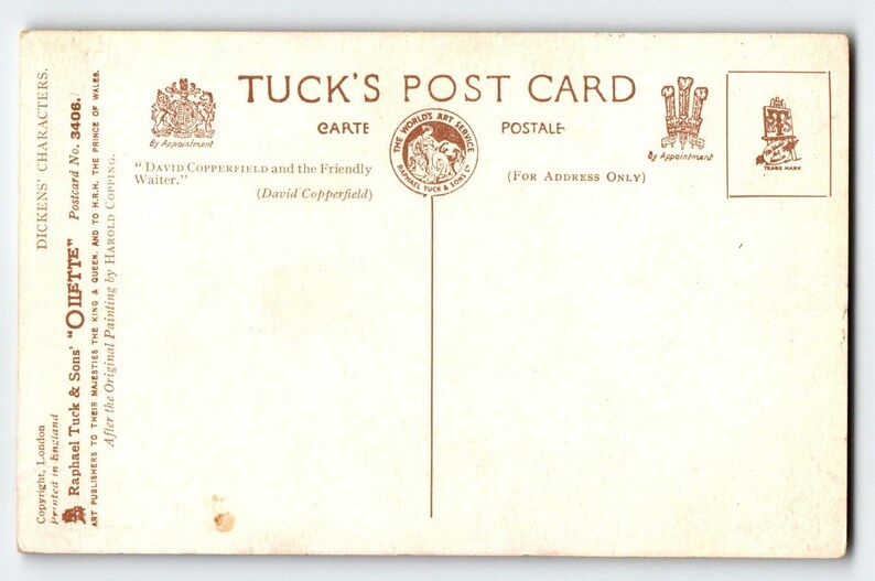 Charles Dickens Raphael Tuck Postcard 3406 David Copperfield & Waiter H ...