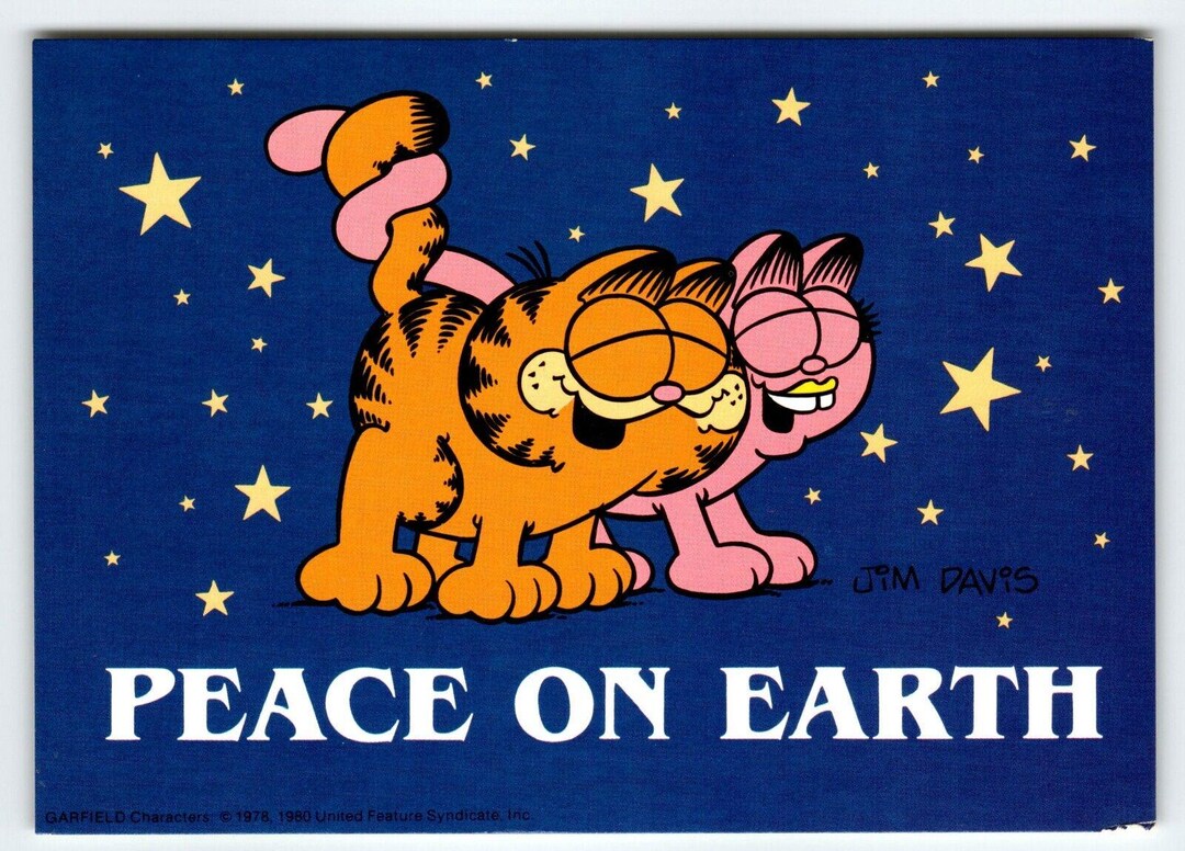 Peace on Earth Arlene Garfield Cat Postcard Jim Davis Comic Orange ...