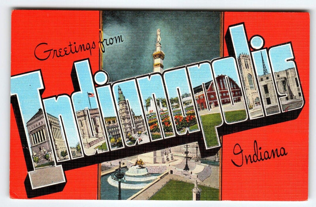 Indianapolis Indiana Postcard Greeting From Large Letter Linen Kropp ...
