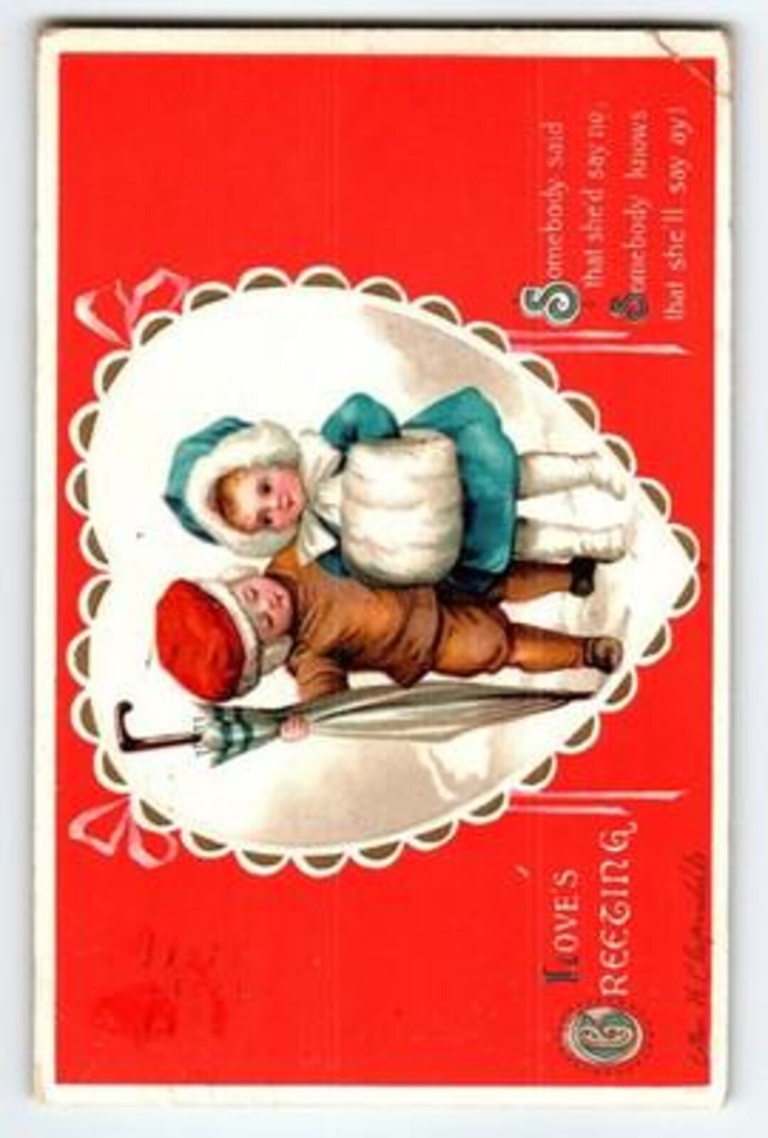 Vintage Ellen Clapsaddle Signed Valentine Postcard Kids Heart 1911 ...