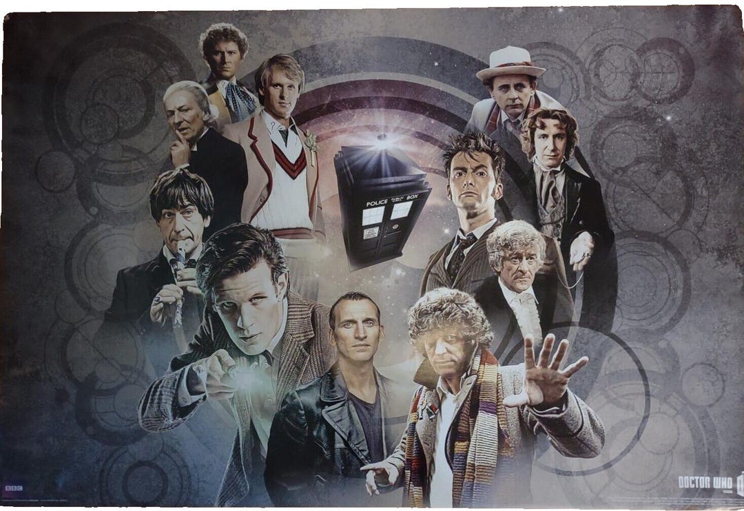 Doctor Who Large Poster 11 Doctors & Tardis 36" Wall Art BBC 1996 Sci ...