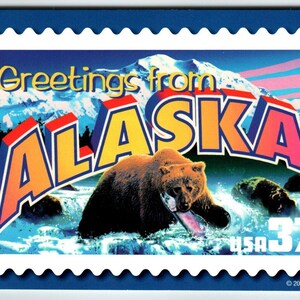 Greetings From Alaska Large Letter Chrome Postcard Unused USPS 2001 ...
