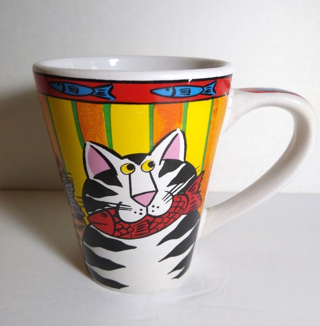 Catzilla Candace Reiter Designs Fish in Mouth Cats Coffee Tea Mug ...