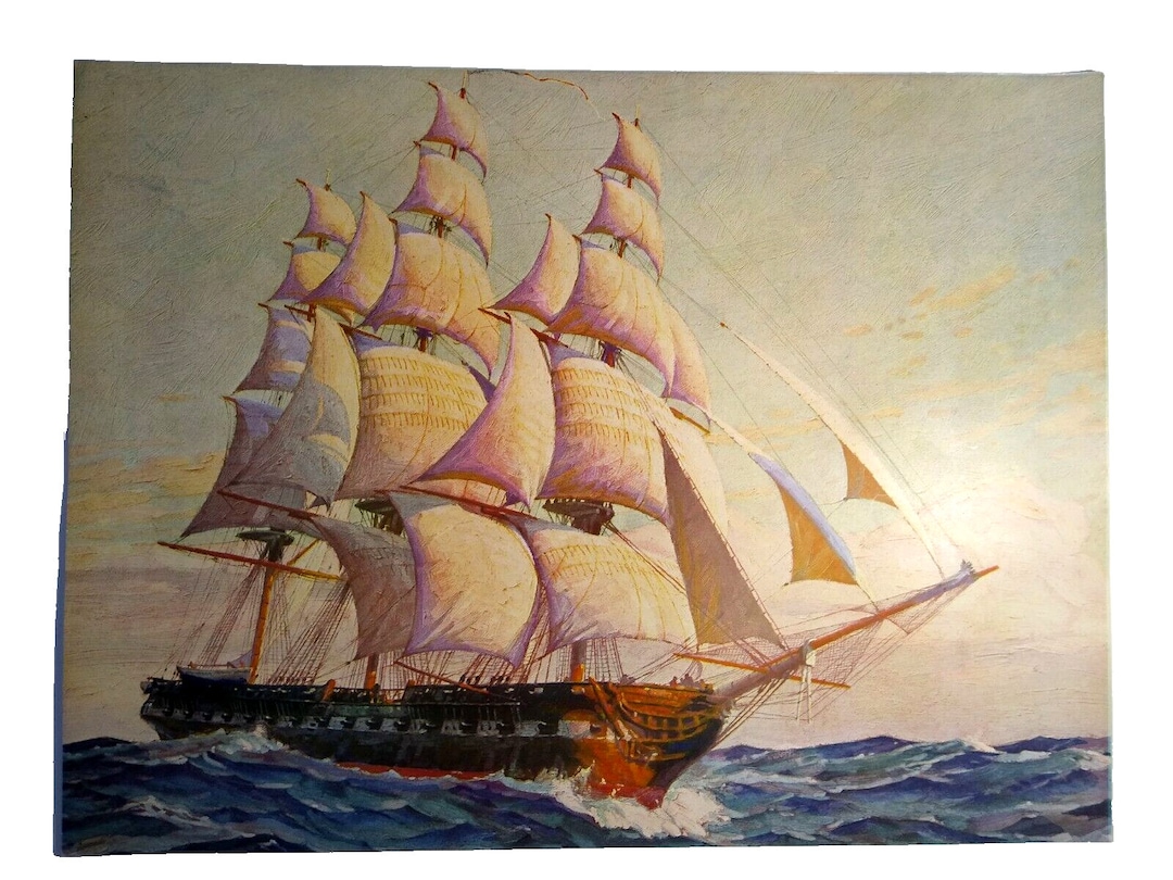 Pirate Ship Art Print 1930s Original Vintage Lithograph Ocean - Etsy