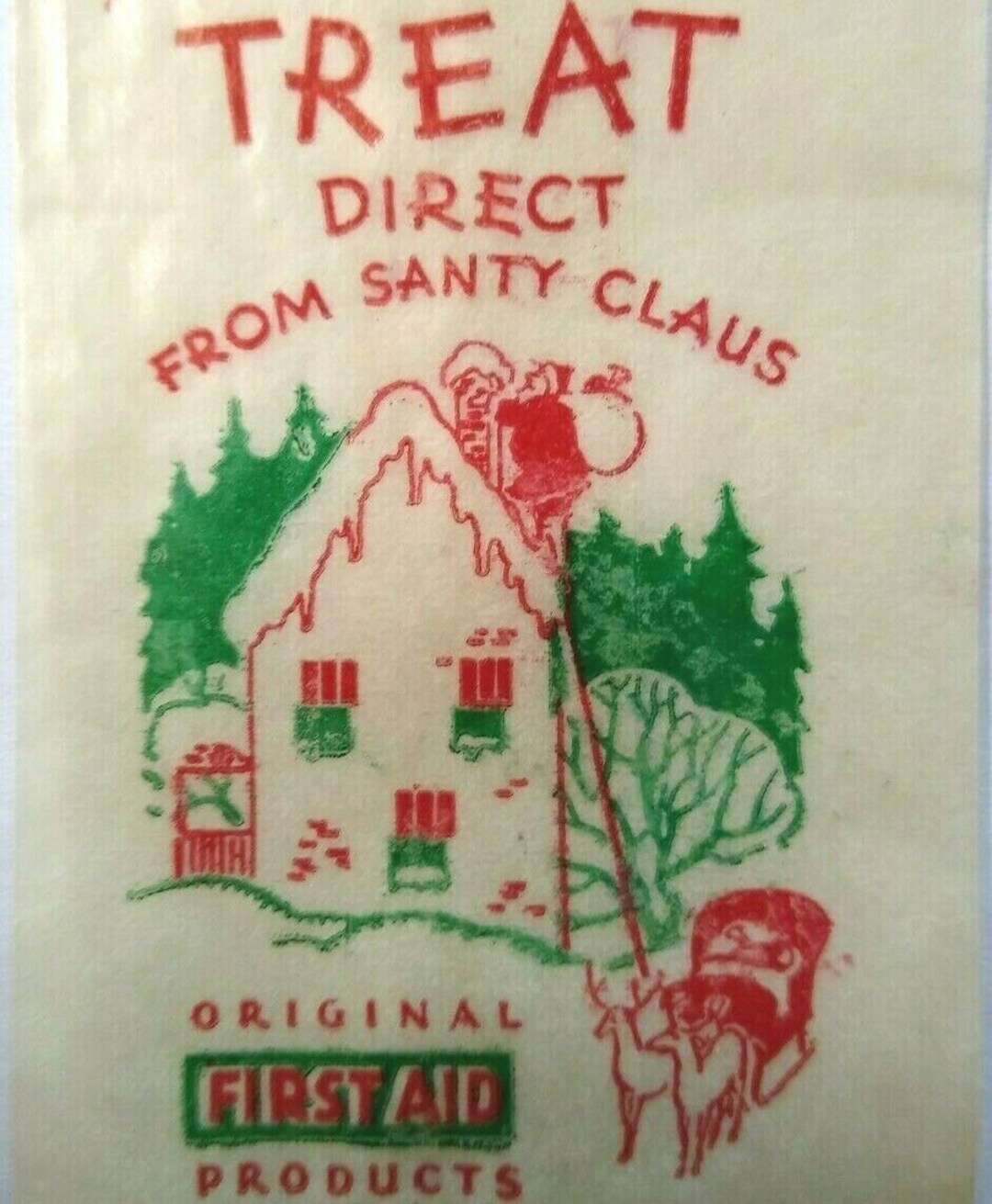 Vintage Santa Claus Christmas Treat Bag Glassine Give Away Candy Small ...