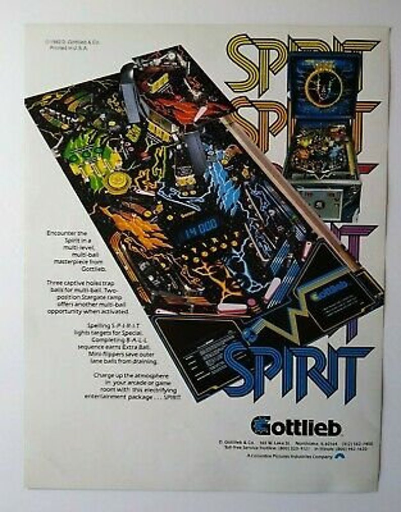 Spirit Pinball Flyer Original 1982 Game Fantasy Artwork Sheet - Etsy