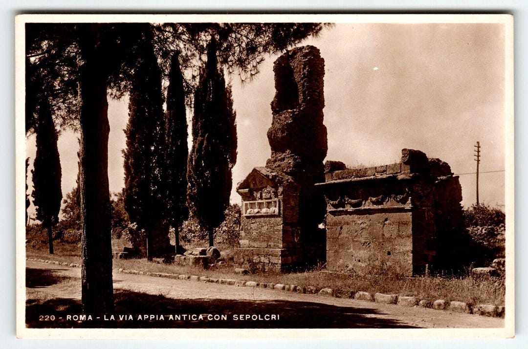 La via Appia Antica Rome Italy RPPC Real Photo Postcard Unposted ...