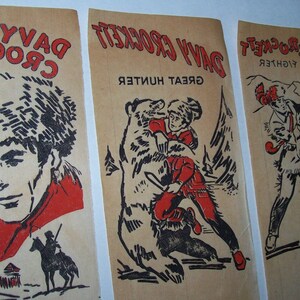 Davy Crockett Vintage Decals Western 1950s NOS Set of (4) Red Iron on ...