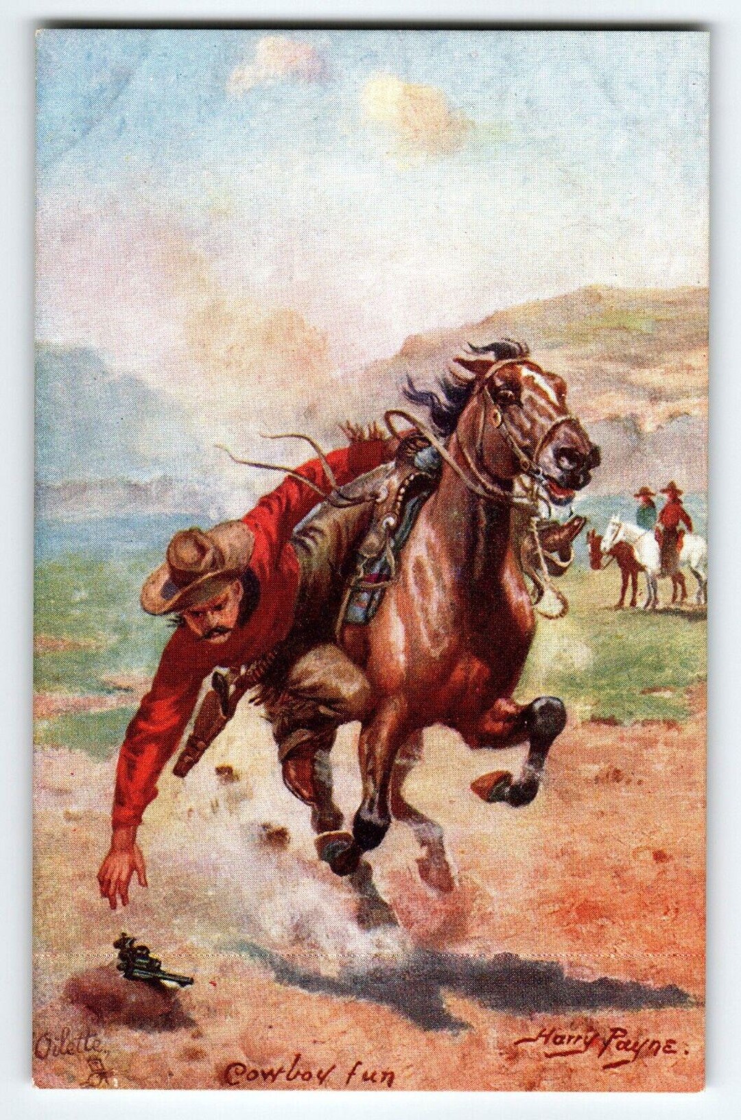 The Wild West Cowboy Fun Horse Gun Postcard Raphael Tuck Harry Payne ...