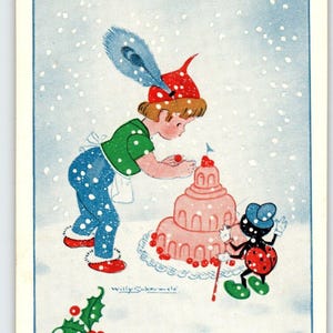 Fantasy Postcard Fairy Boy Dressed Bug Insect Snow Willy Schermele ...
