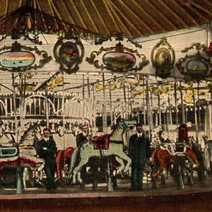 FLYING HORSES Carousel Postcard Savin Rock Connecticut Amusement Park ...