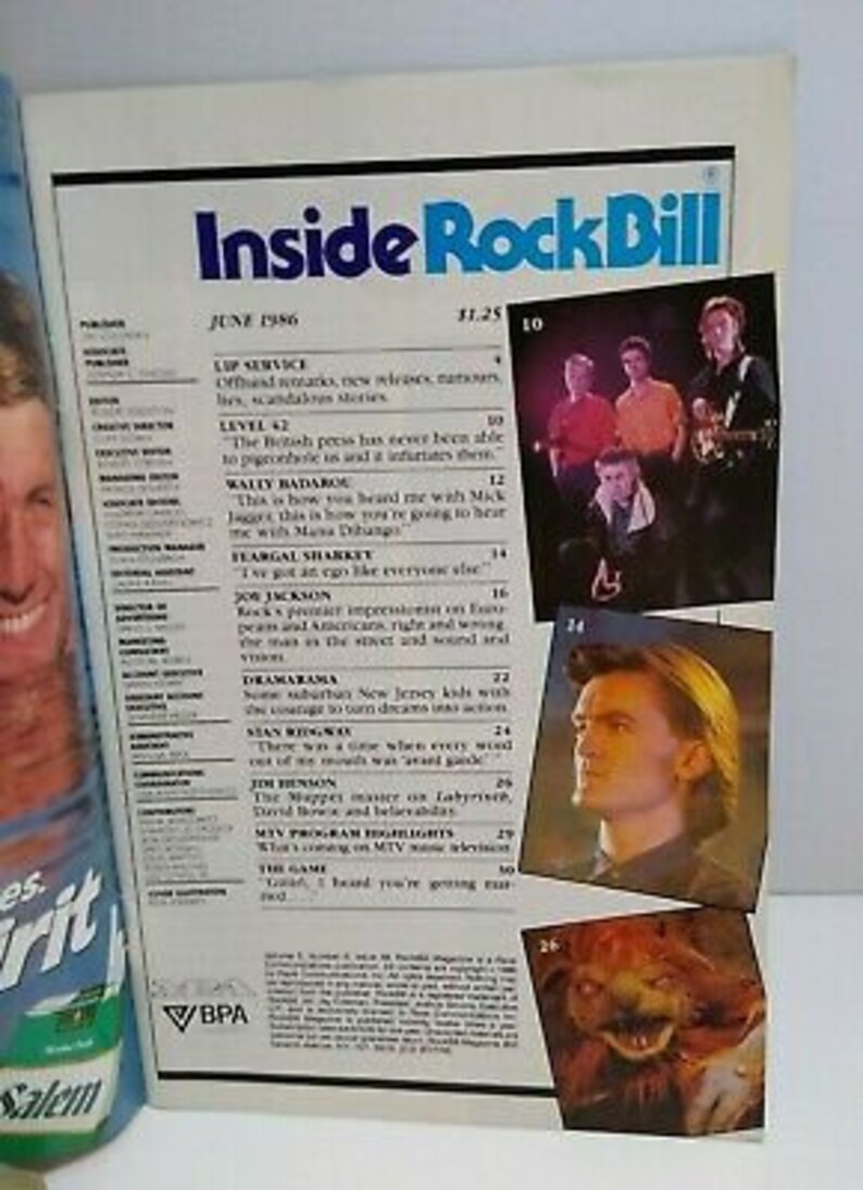 Rockbill Magazine Joe Jackson Stan Ridgeway Level 42 MTV David - Etsy