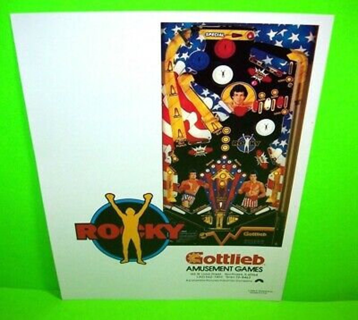 Rocky Pinball FLYER Original NOS 1982 Game Art Sheet Sylvester - Etsy