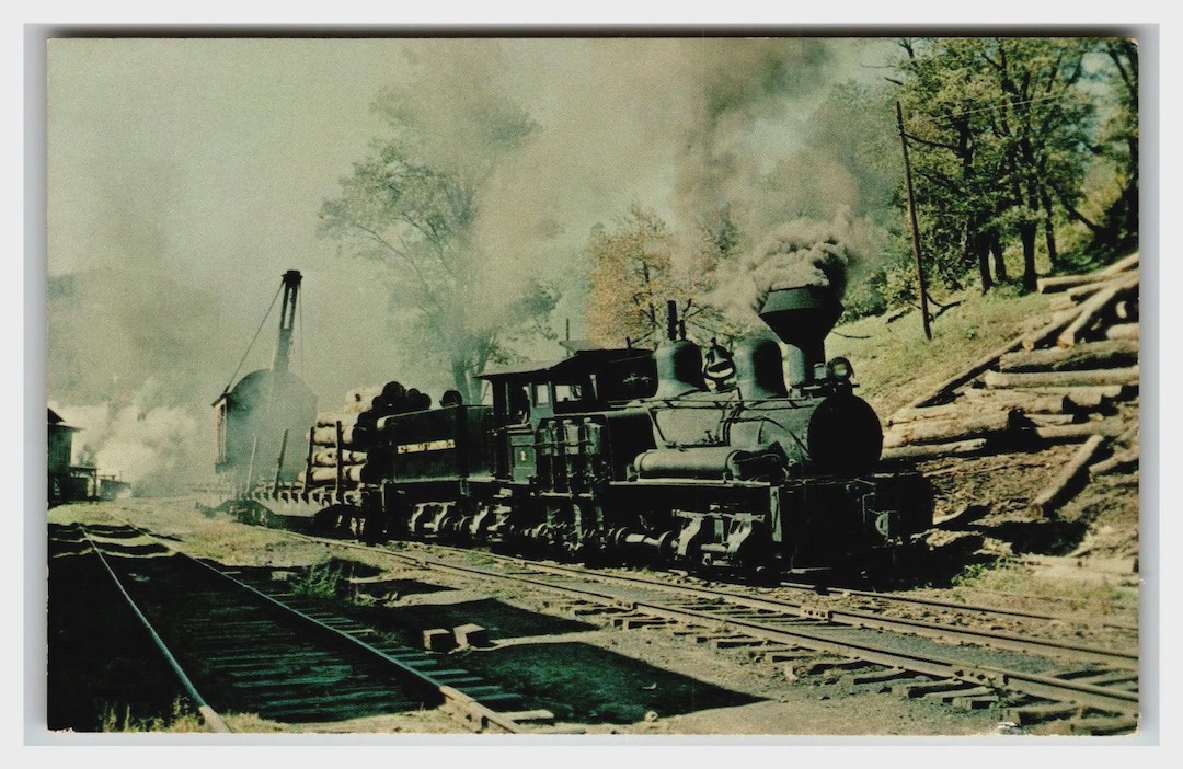 Fenwick Log Train Shay Engine WV Vintage Postcard Ely-thomas Lumber - Etsy