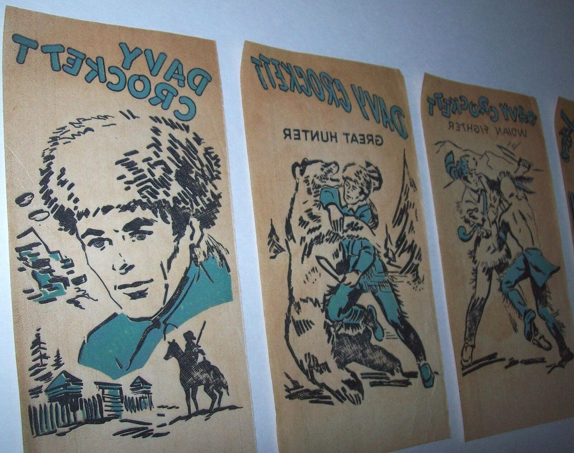 Davy Crockett Vintage Decals Western 1950s NOS Set of (4) Blue Iron on ...