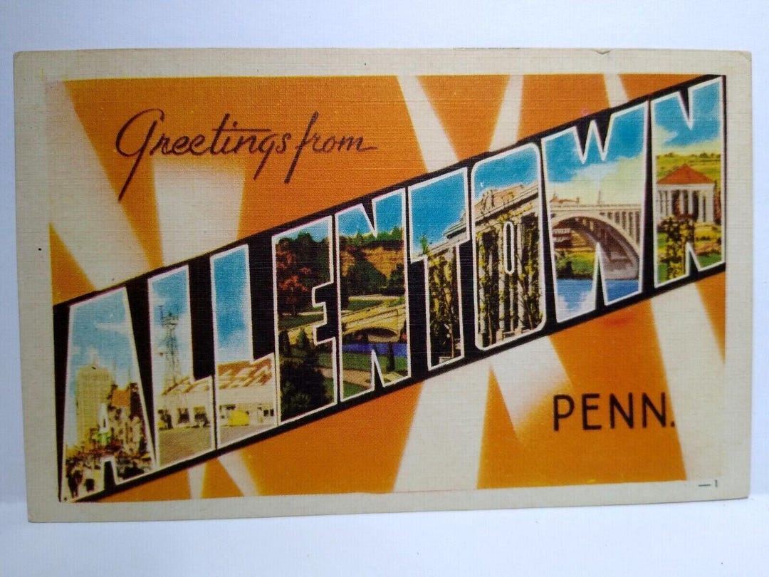 Greeting From Allentown Large Letter Postcard Pennsylvania Linen Dexter ...