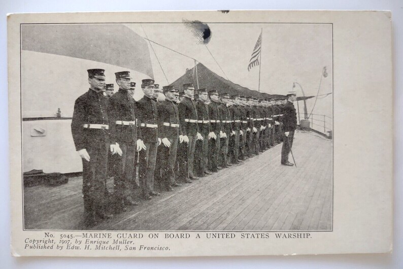 Navy Ship Postcard Marine Guard on Board US Warship Naval 1907 - Etsy