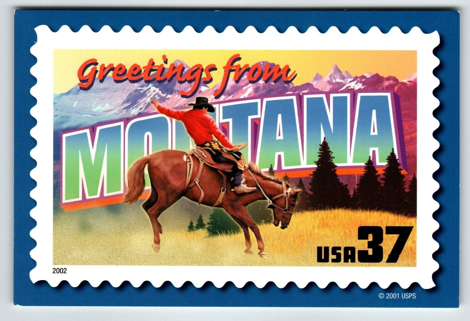 Greetings From Montana Large Letter Chrome Postcard USPS 2001 - Etsy