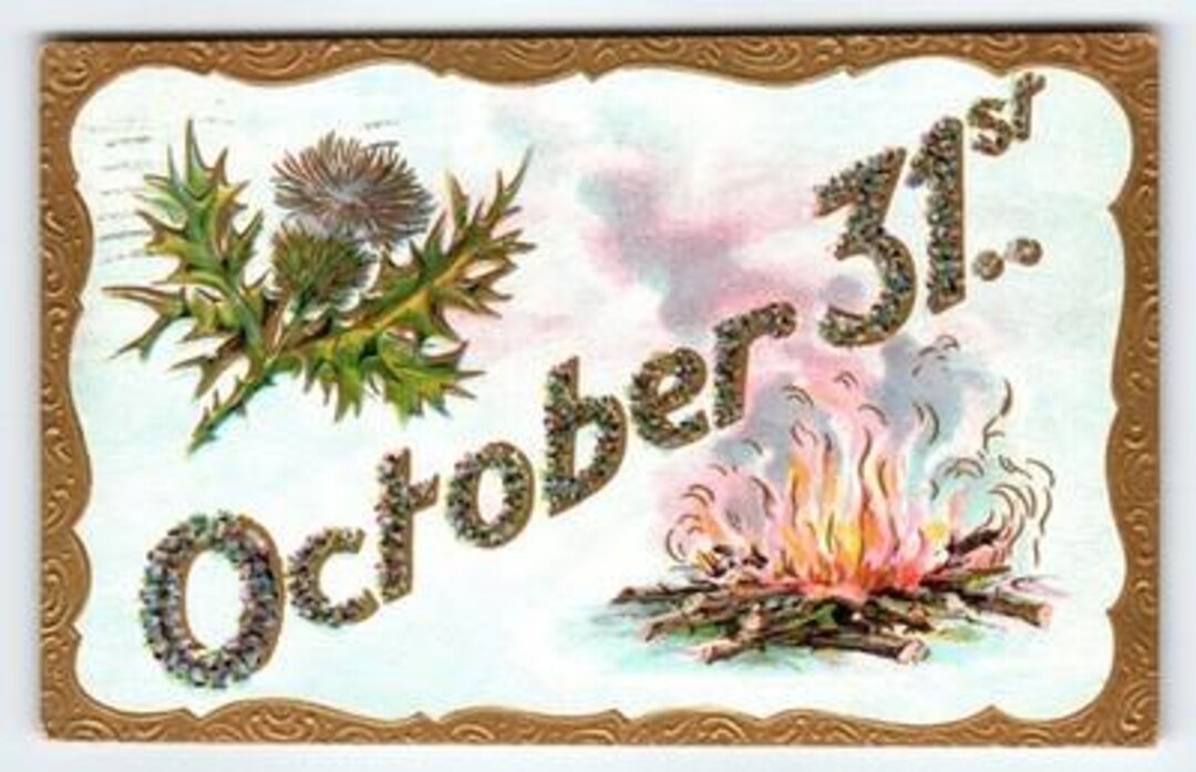 Vintage 1910 Embossed Halloween Postcard October 31st Bonfire Germany ...