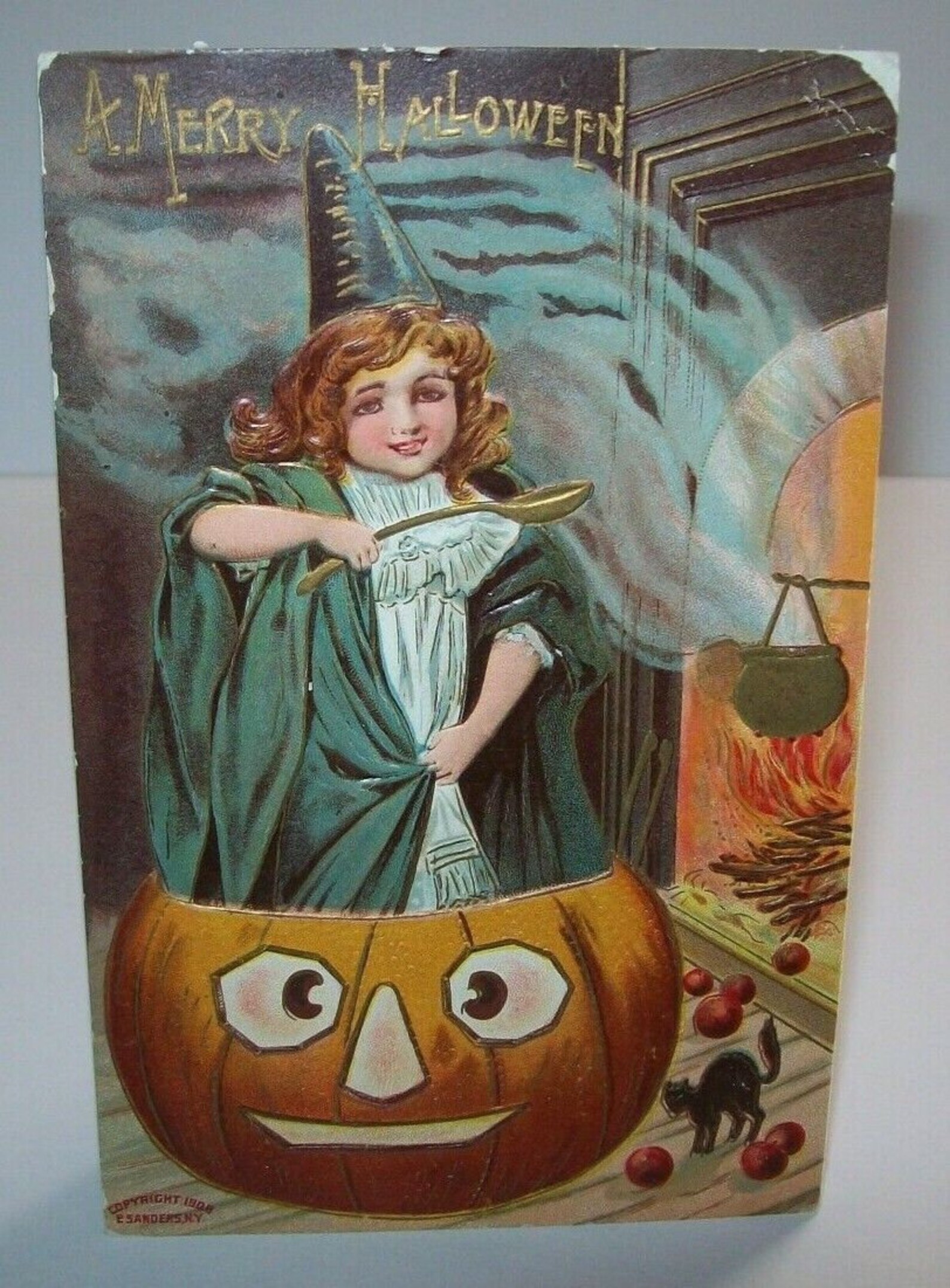 Vintage Halloween Postcard Sanders Original Embossed Witch - Etsy