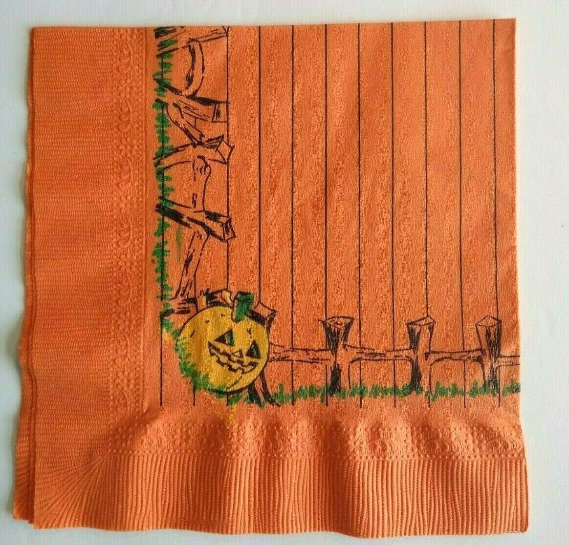 Halloween Vintage Paper Crepe Napkin Scarecrow in Pumpkin - Etsy