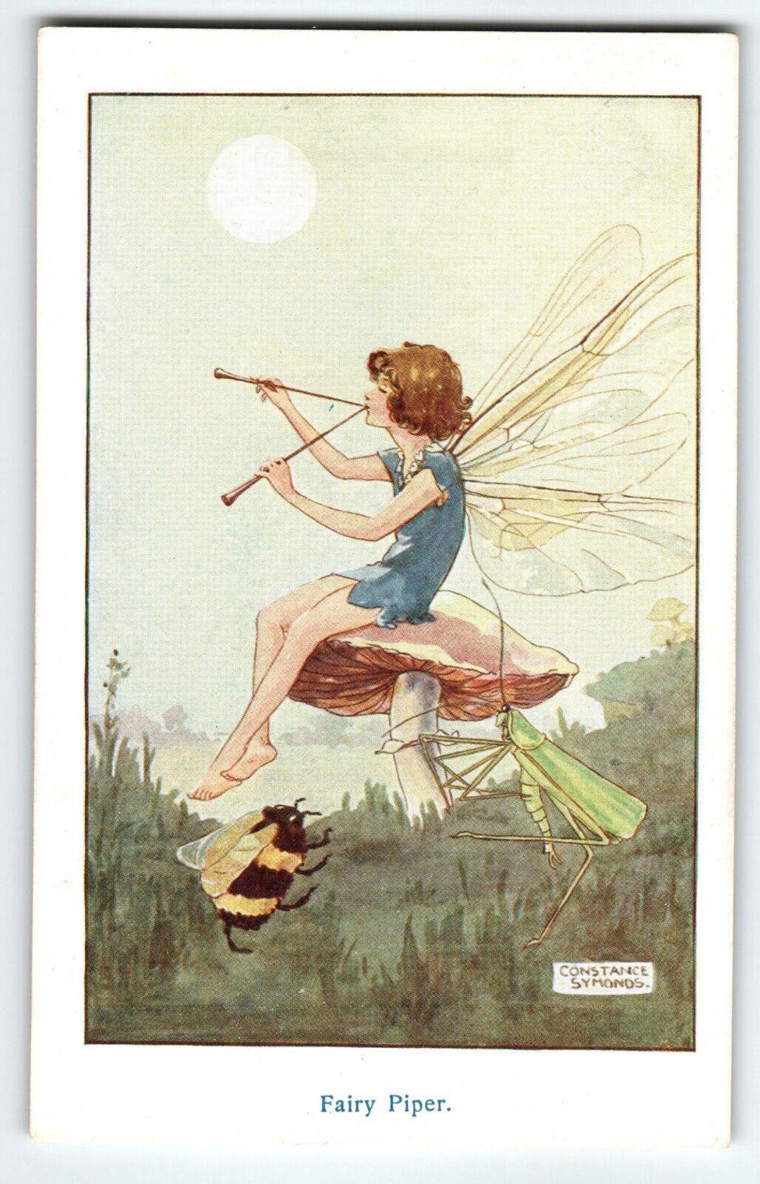 Fairy Piper Postcard 1920's Constance Symonds Fantasy Bumble Bee ...
