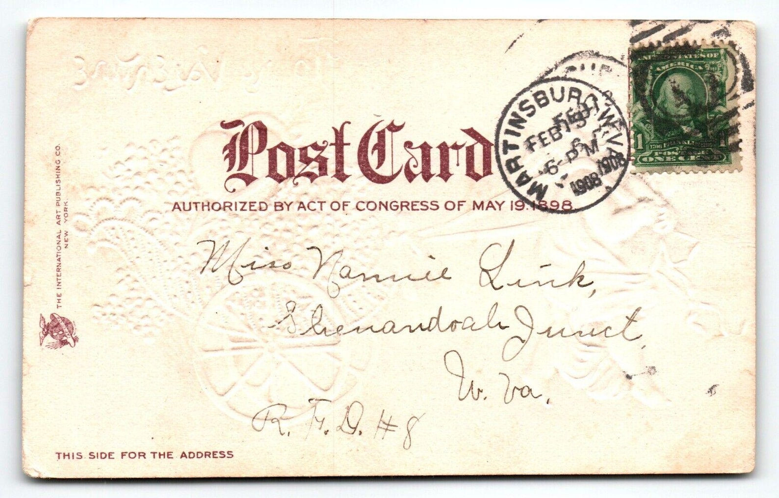 Antique Embossed Postcard to My Valentine Cupid Pulls Heart Flower Cart ...