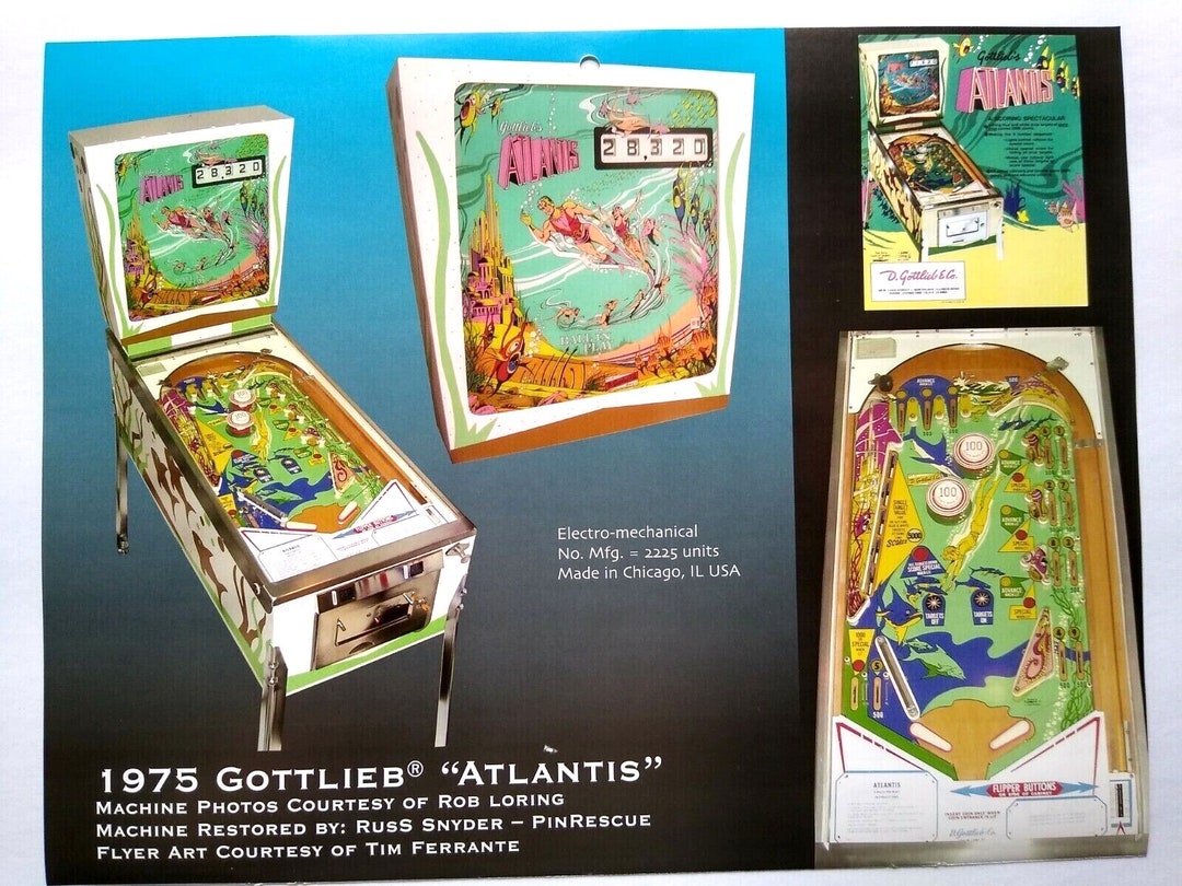Atlantis Pinball Machine Art Collage Ready to Frame Underwater - Etsy