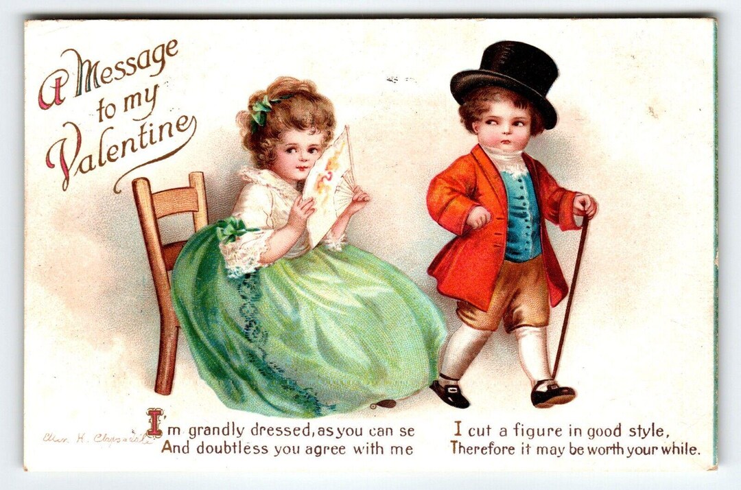 Valentines Day Postcard Children Signed Ellen Clapsaddle Germany 1915 ...